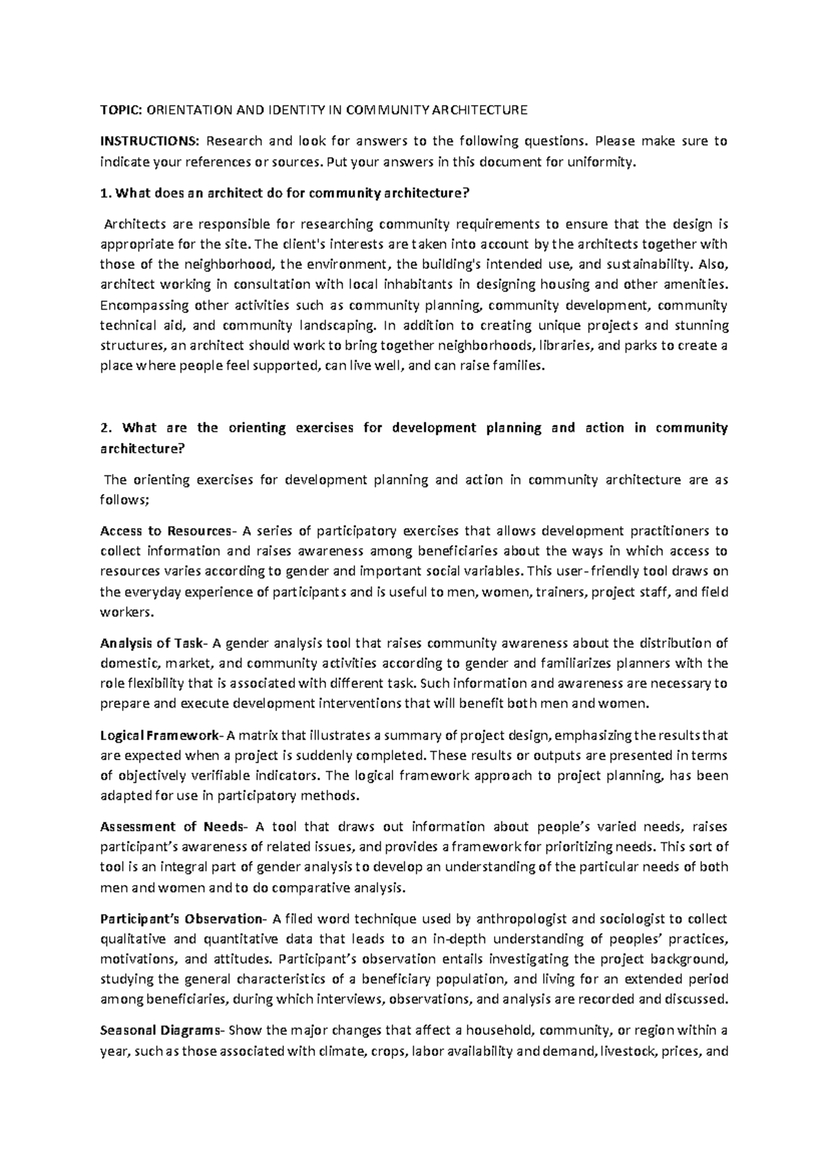 Planning - Community Architecture: Orientation and Identity Insights ...