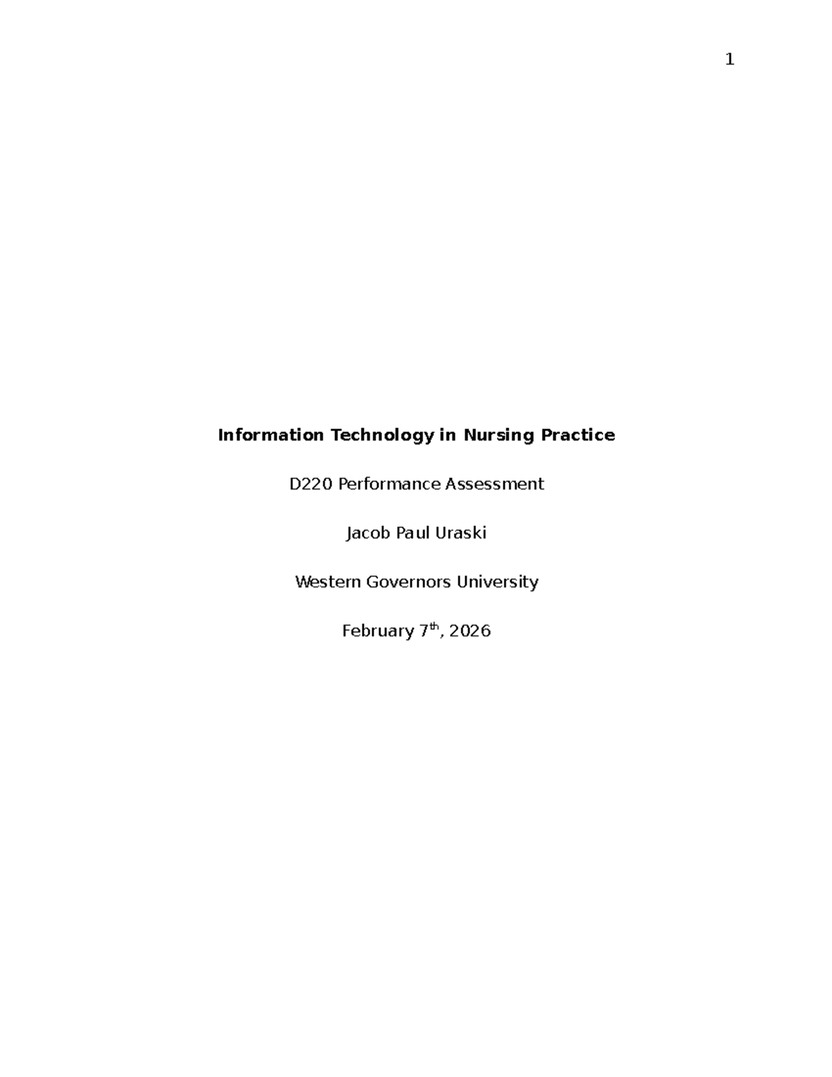 D220 Performance Assessment: IT in Nursing Practice Insights - Studocu