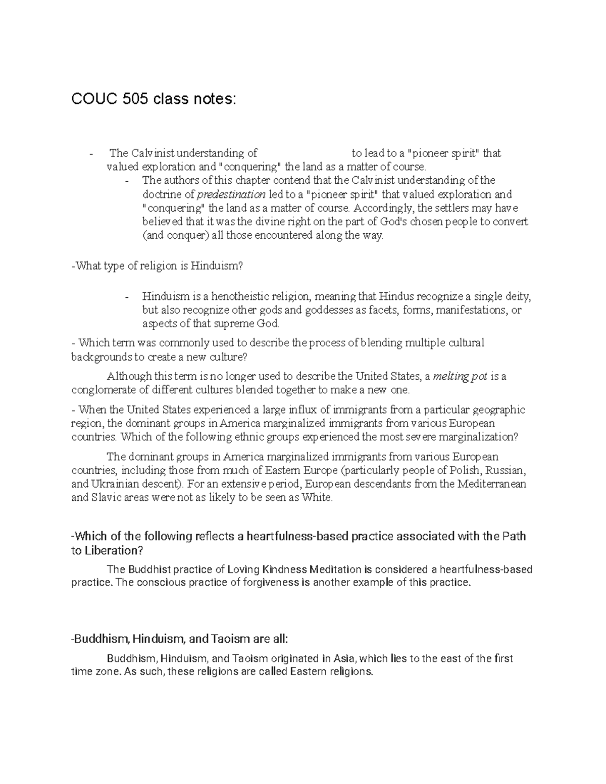 COUC 505 Lecture Notes: Cultural Identity and Religion Insights - Studocu