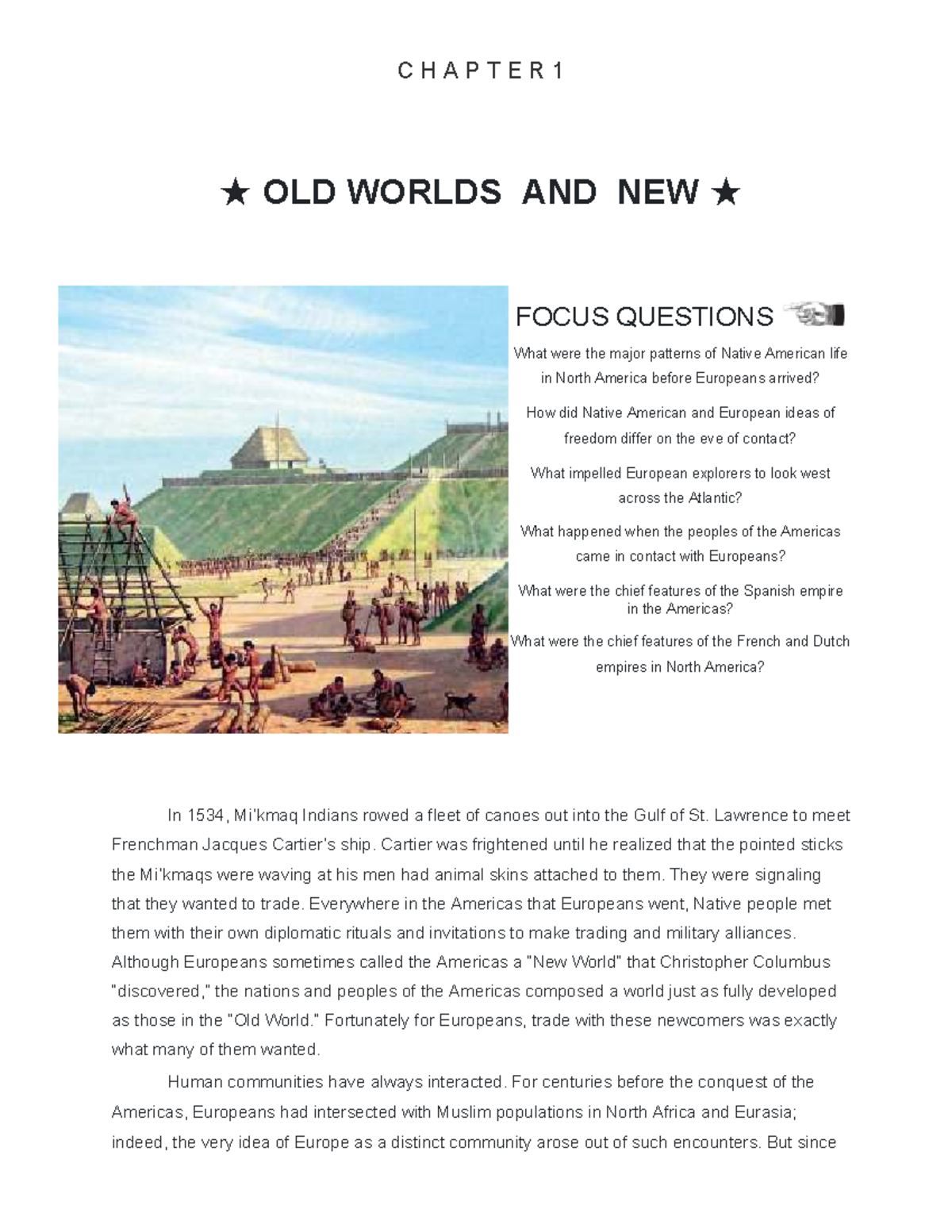 HIST 101: Chapter 1 - Old Worlds and New: Key Focus Questions - Studocu