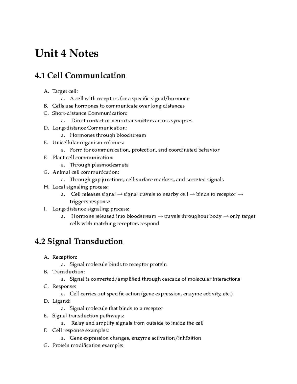Unit 4 Guided Notes: Cell Communication & Signal Transduction - Studocu