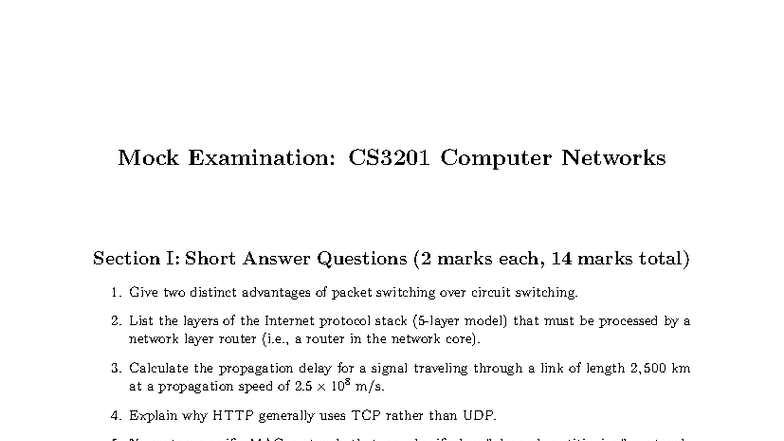 CS3201 Final Exam Preparation: Mock Exam Questions and Solutions - Studocu