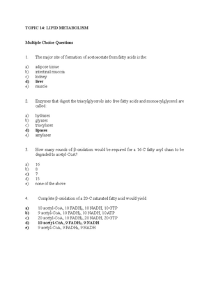 100 mcqs on lipids - None - Certainly! Here are 100 multiple-choice ...