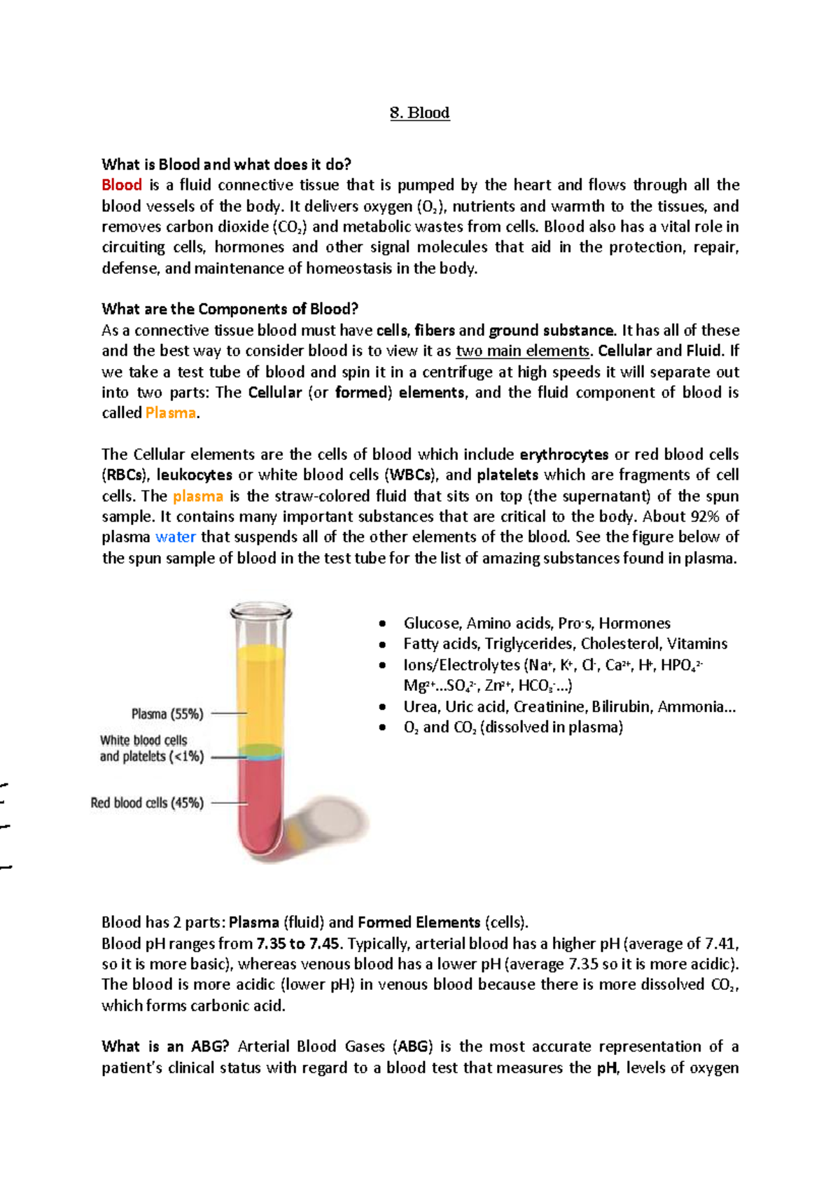 8. Blood - Lecture Notes Overview and Key Concepts - Studocu