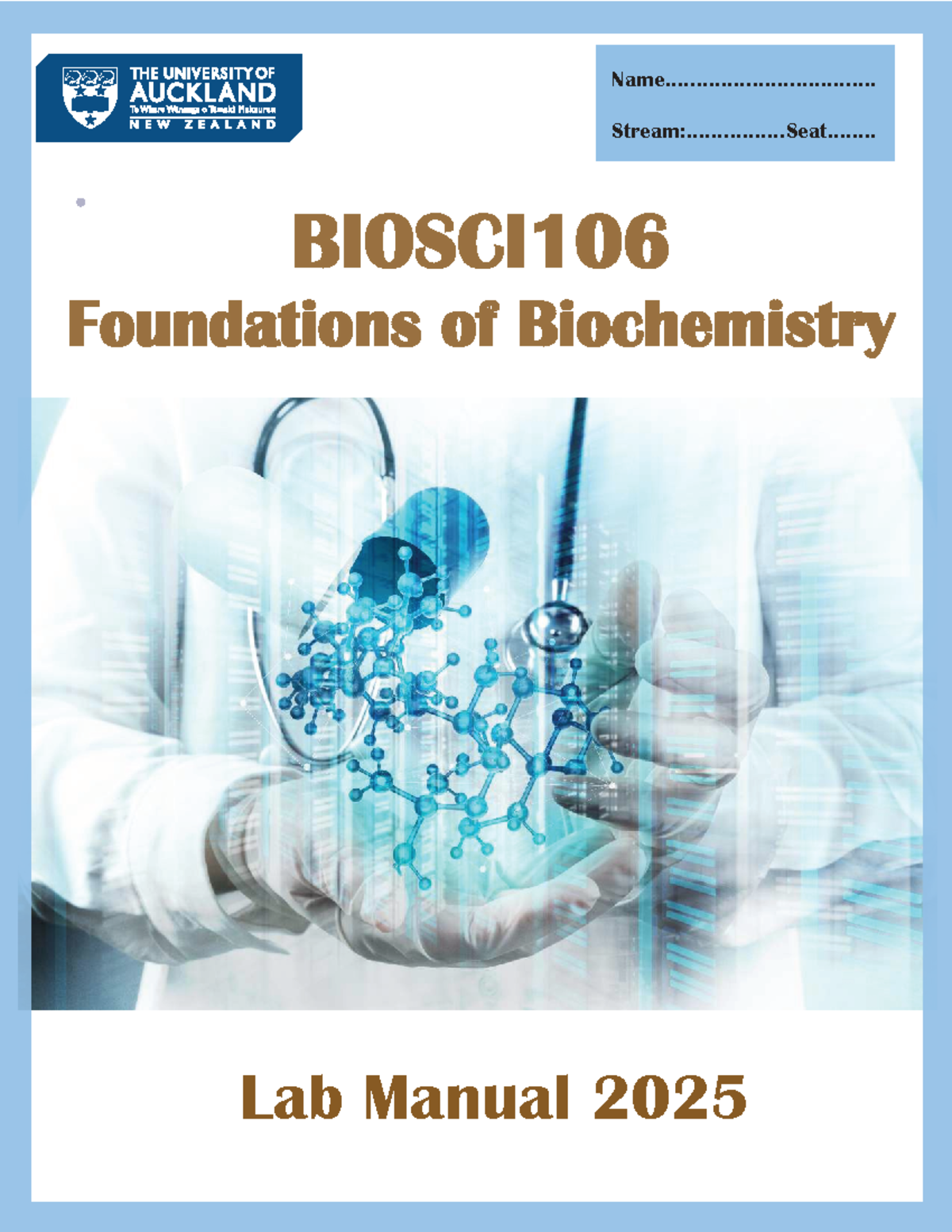 BIOSCI 106 Lab Manual 2025: Foundations of Biochemistry - Studocu