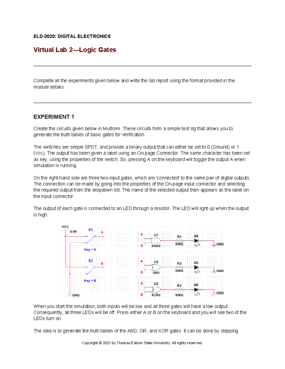 Virtual Lab 2 Report - ELD-3020: Digital Logic Experiments - Studocu