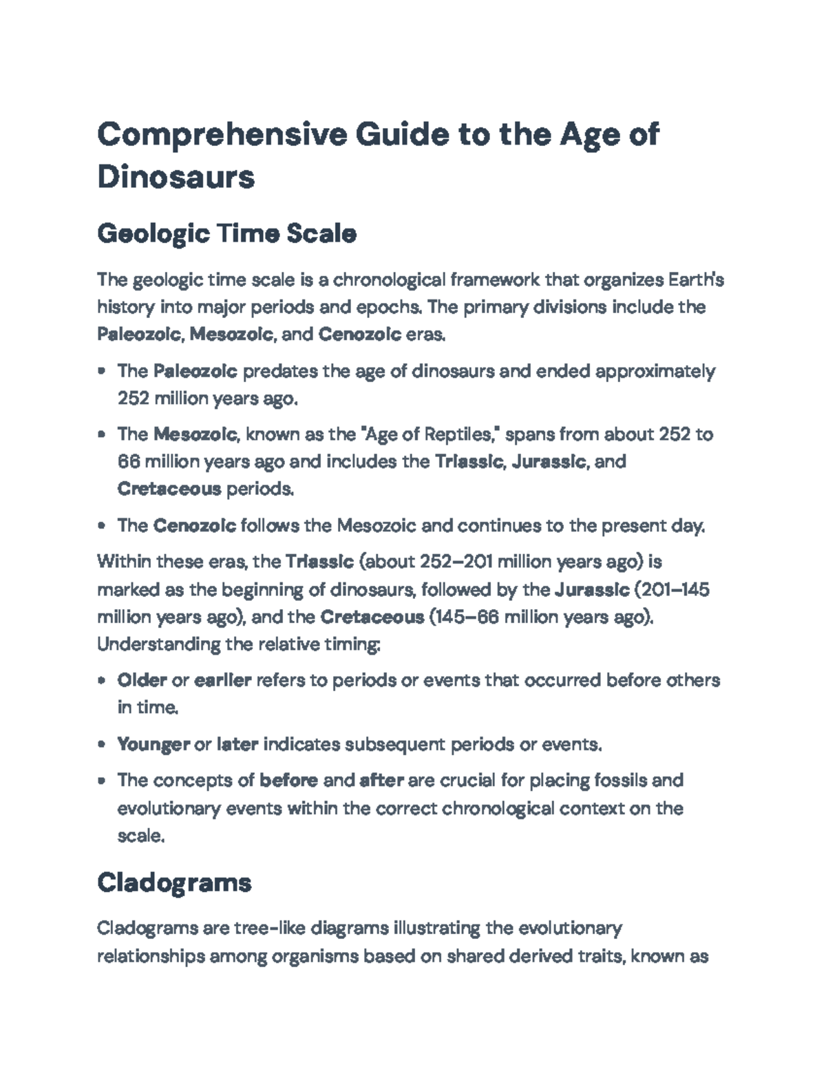 Comprehensive Guide to Dinosaurs & Evolutionary Insights (BIO 101 ...
