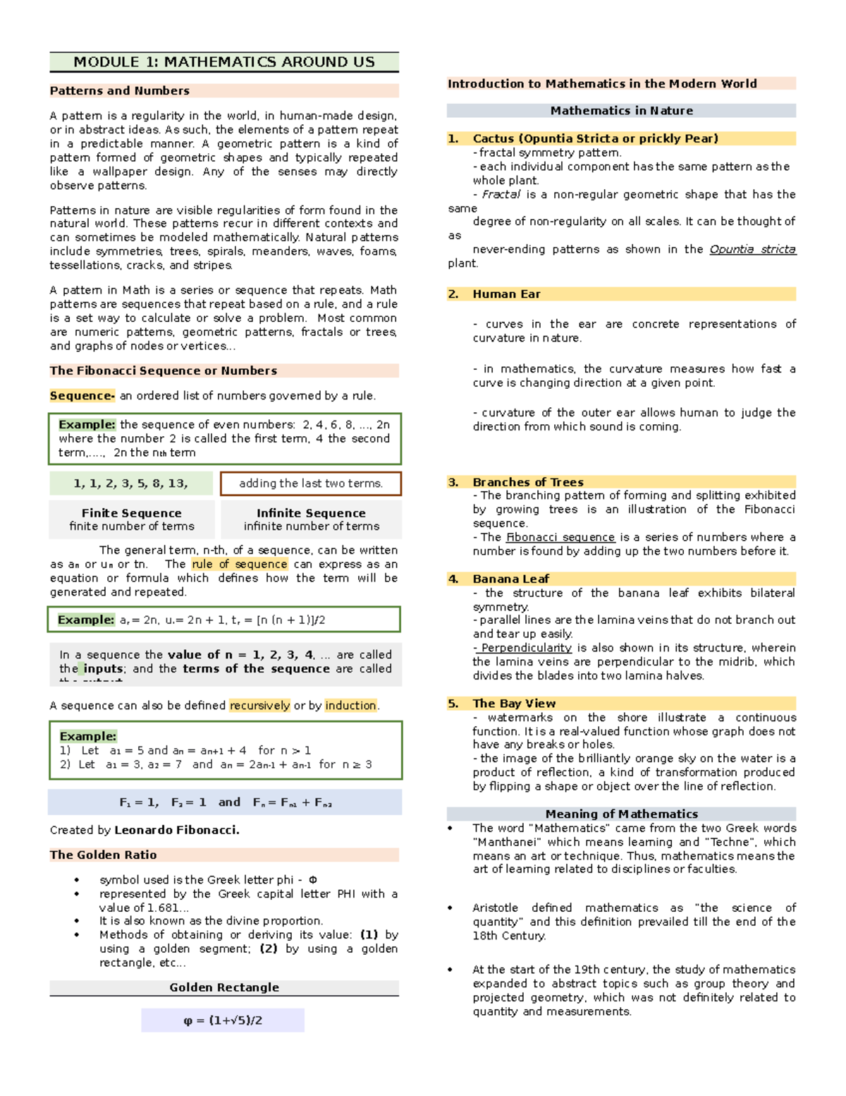 Module 1 - mathematics in the modern world - MODULE 1: MATHEMATICS ...