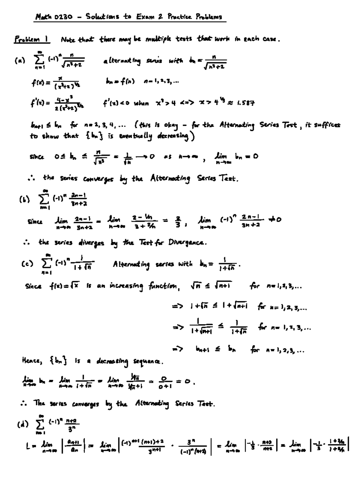 Math0230 Exam 2 Practice Problem Solutions and Explanations - Studocu
