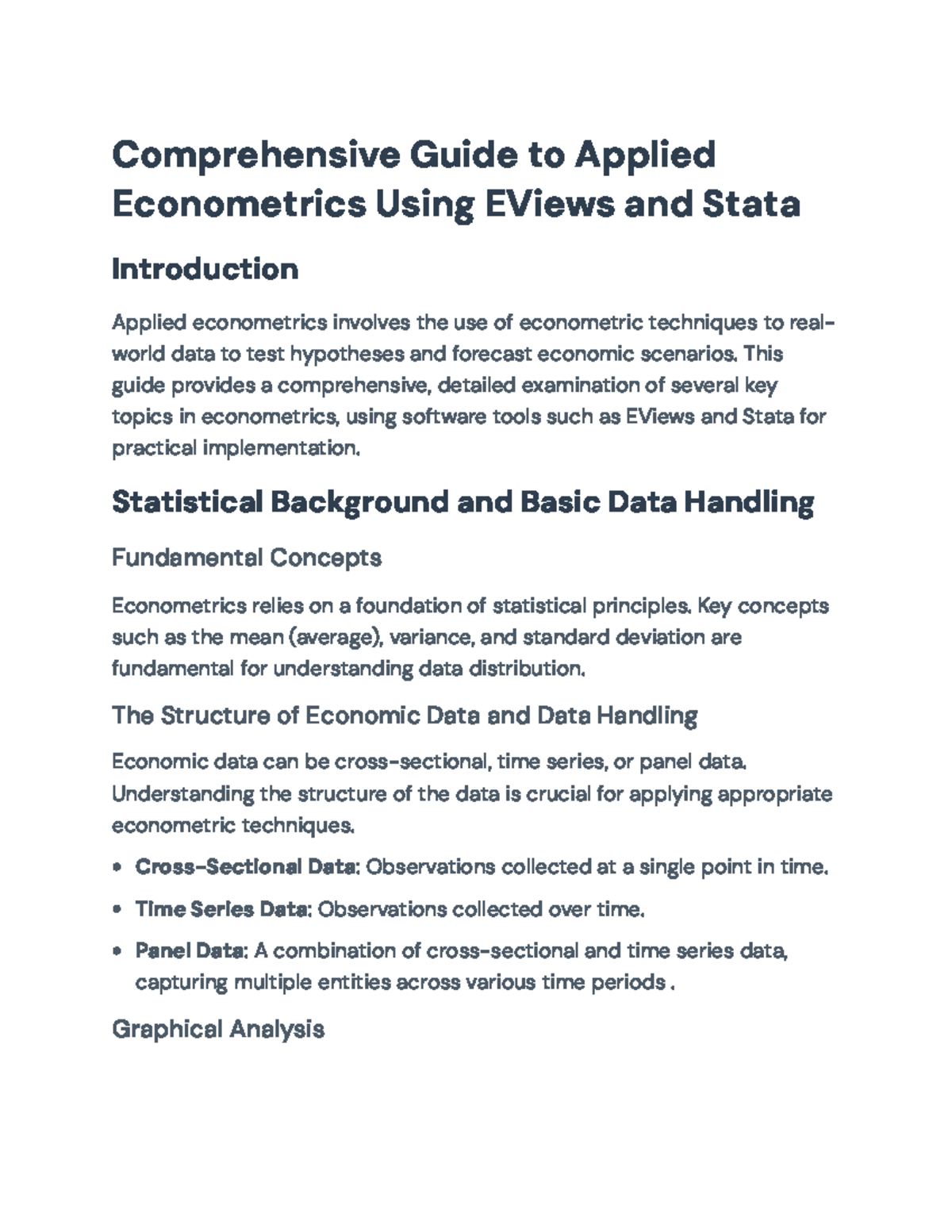 Applied Econometrics Guide (ECO 301): Using EViews & Stata for Analysis ...