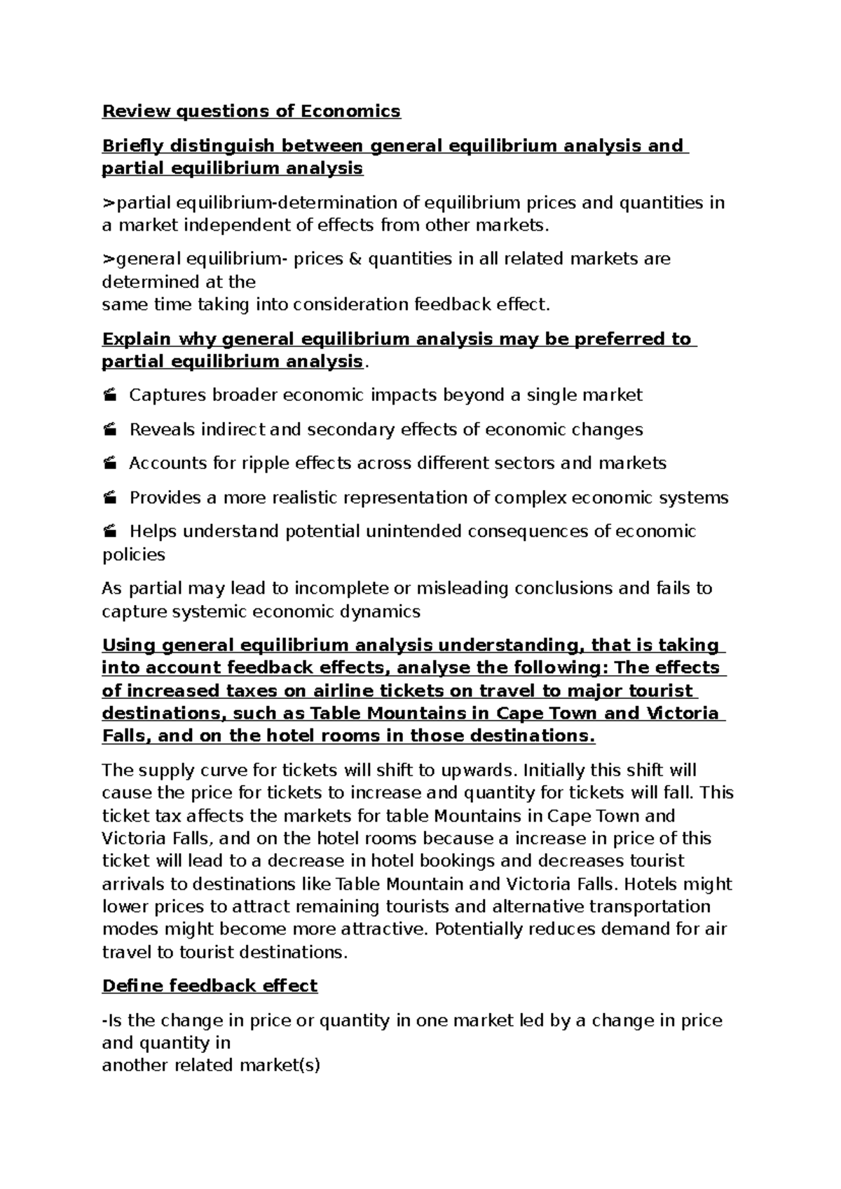 General Equilibrium vs. Partial Equilibrium Analysis in Economics - Studocu