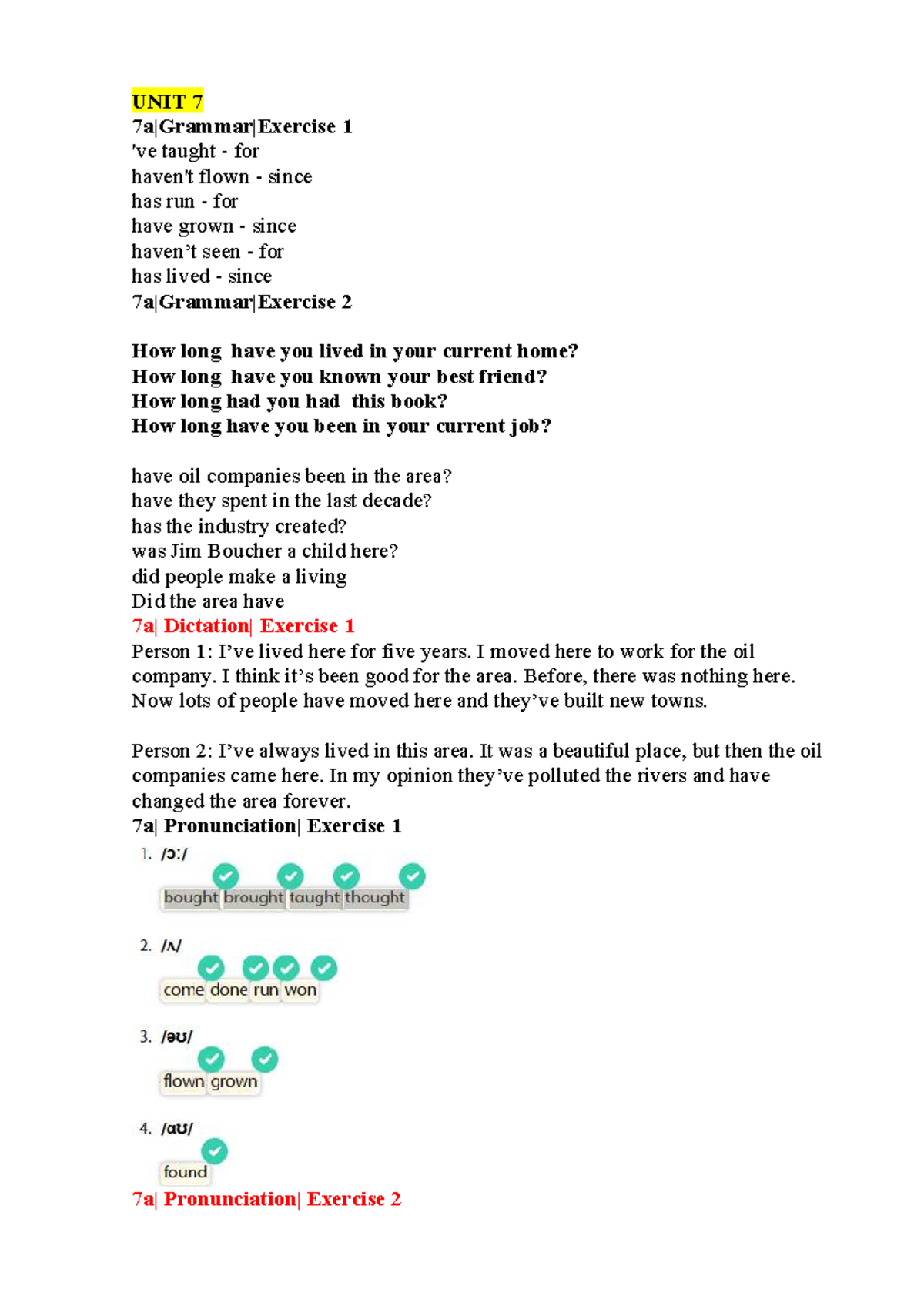 UNIT 7 & 8 English Language Exercises and Answers - Studocu