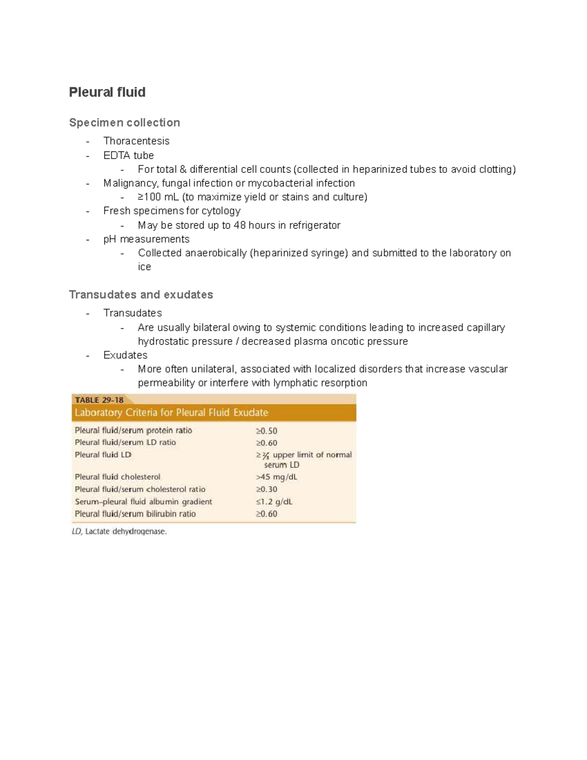 Serous Fluid Analysis: Thoracentesis & Paracentesis Techniques - Studocu