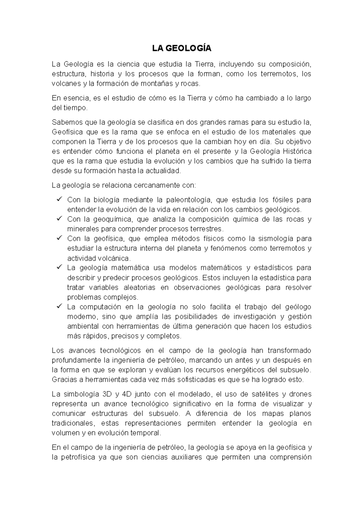LA GEOLOGÍA: Estudio de la Tierra y sus Procesos Geológicos - Studocu