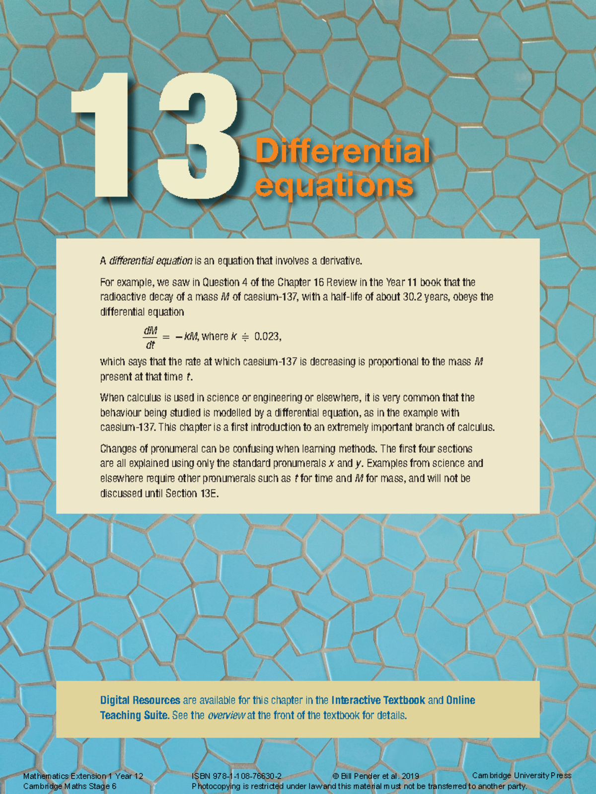 Chapter 13 - Differential Equations in Mathematics Extension 1 - Studocu