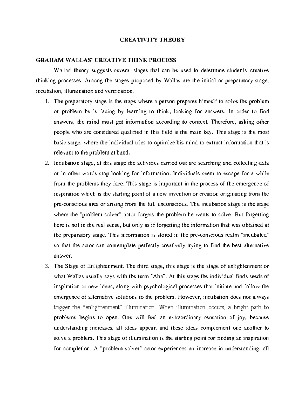 40. Creativity Theory - Cognitive Psychology - CREATIVITY THEORY GRAHAM ...