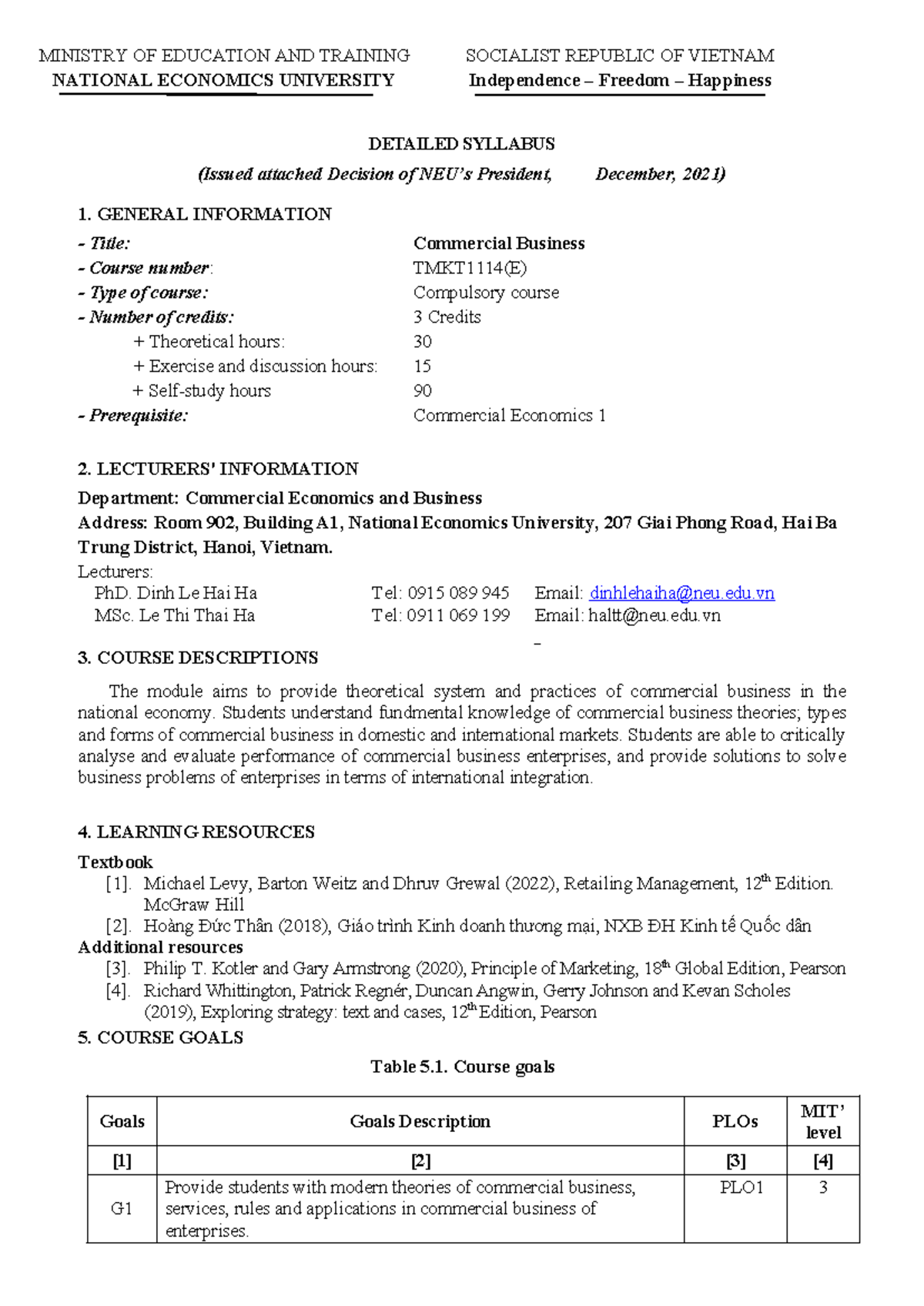 TMKT1114: Detailed Syllabus for Commercial Business Course - Studocu