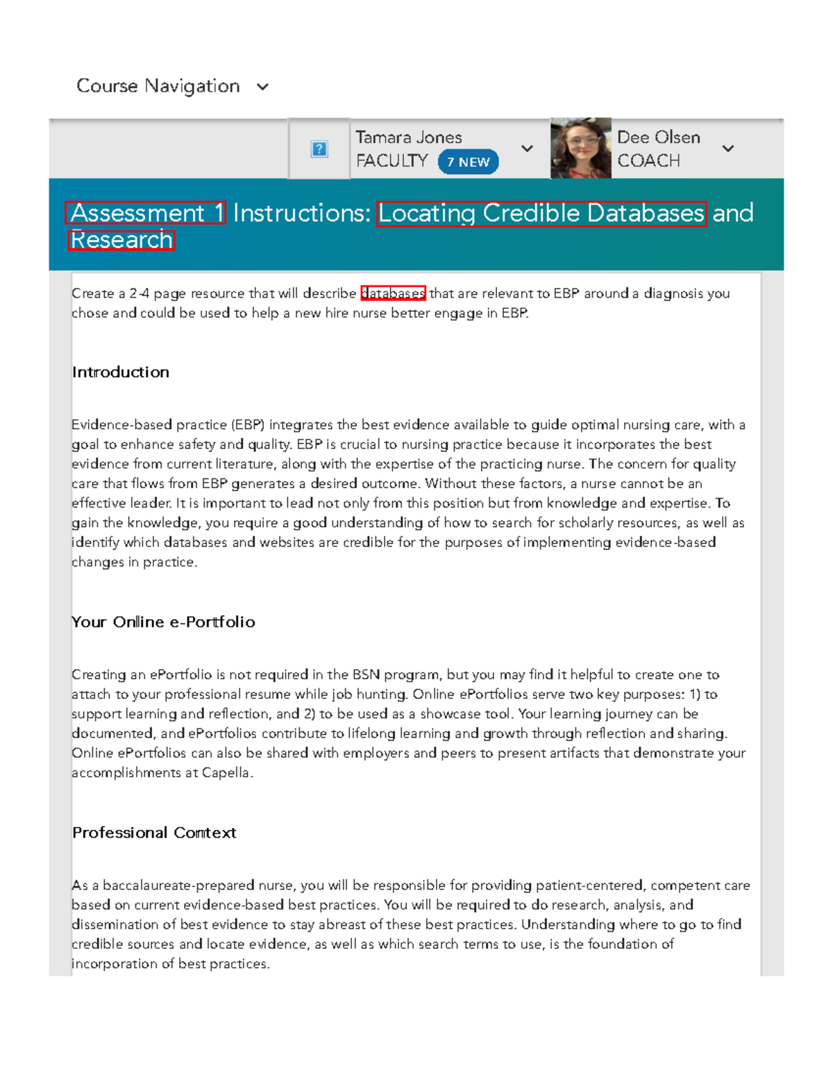 Assessment 1 Instructions: EBP Database Resources for New Nurses - Studocu