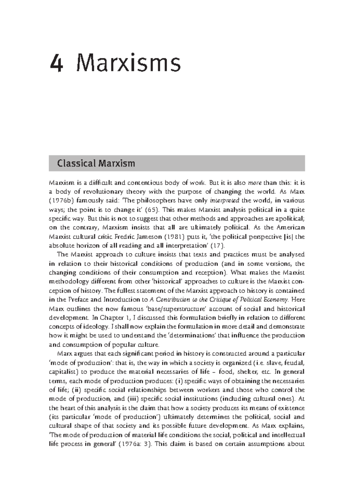 Classical Marxism: Analyzing Historical Materialism and Culture - Studocu