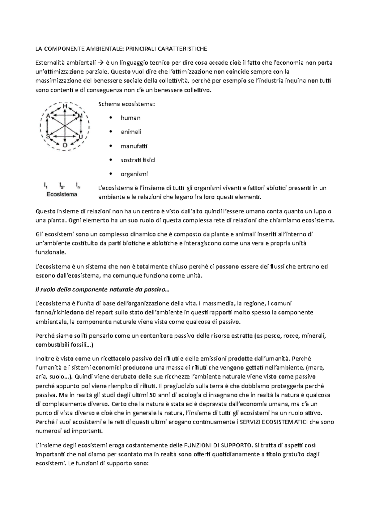LA Componente Ambientale - LA COMPONENTE AMBIENTALE: PRINCIPALI ...