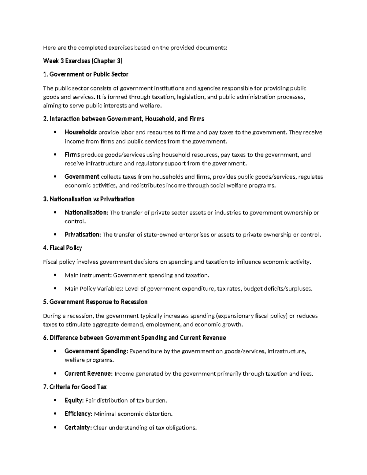 Chapter 5 Exercises on GDP, GDE, and Economic Indicators (ECO152 ...