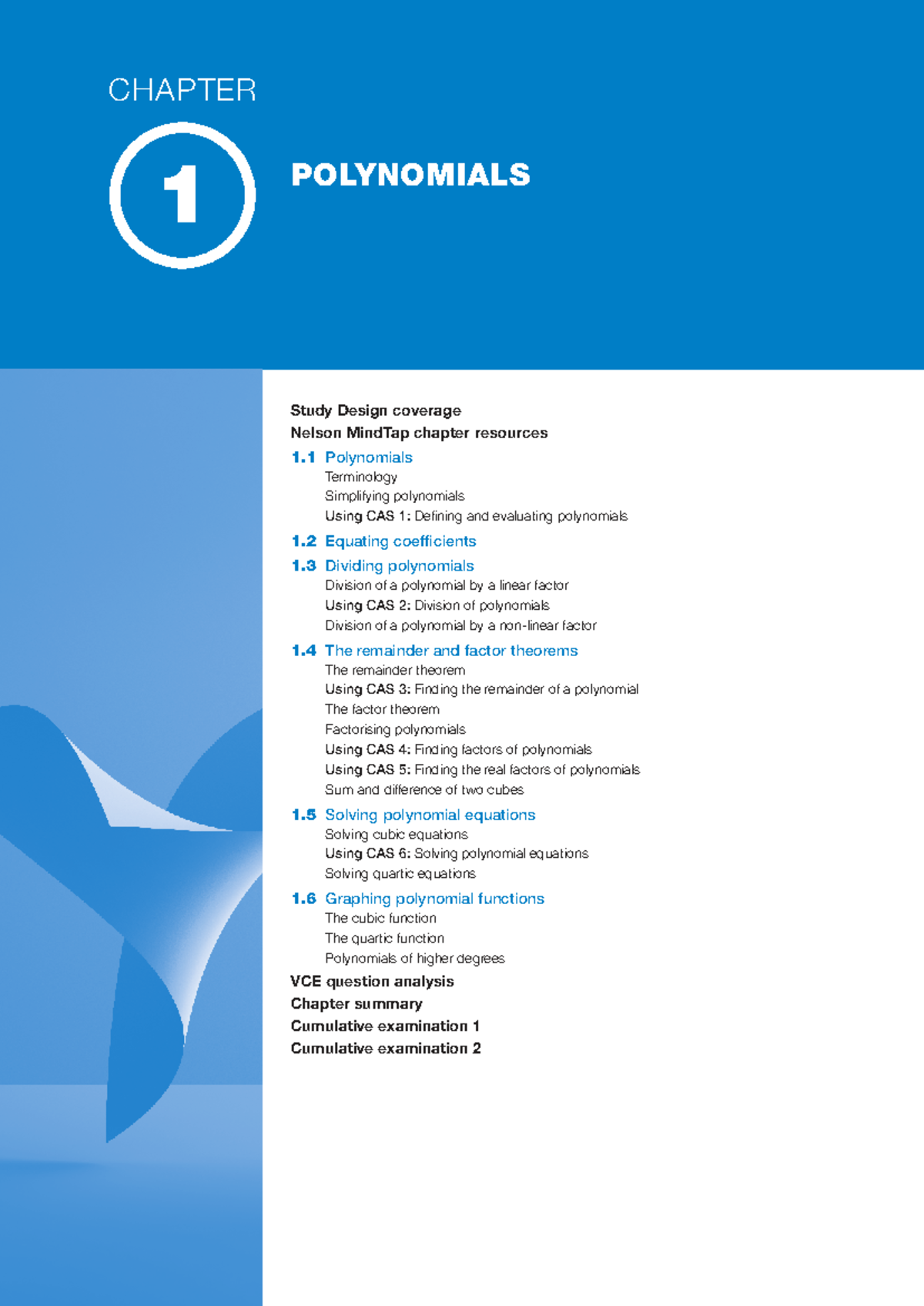 Nelson U3&4 Methods Textbook: Chapter 1 - Polynomials Overview - Studocu