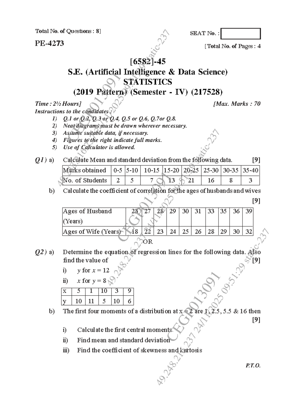 Statistics (217528) Final Exam Questions - Nov Dec 2025 - Studocu