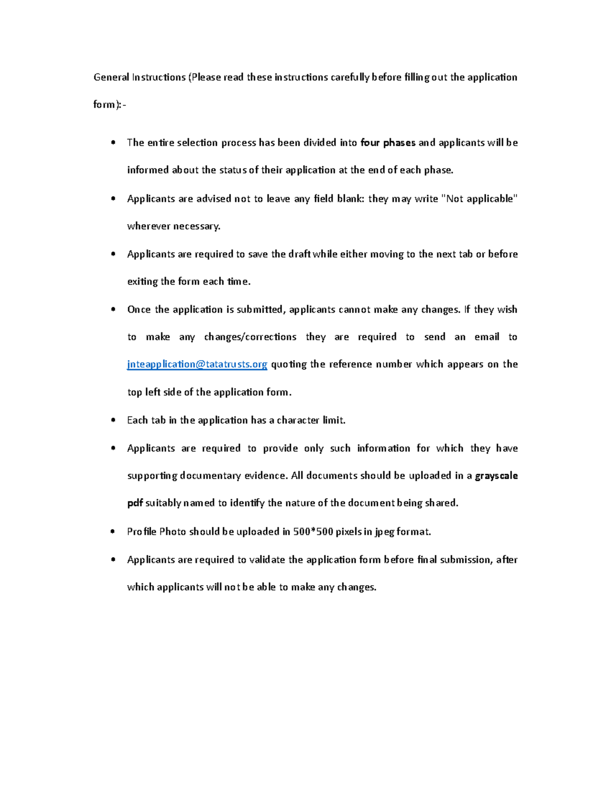 Application Instructions for Phase I: Important Guidelines - Studocu