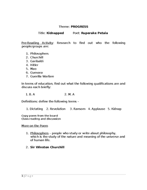 Year 12 Short Stories - Notes - YEAR 12 SHORT STORIES NOTES KEY POINTS ...