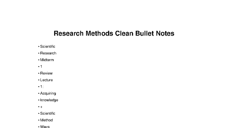 Research Methods (Midterm) Lecture 1: Scientific Knowledge Acquisition ...