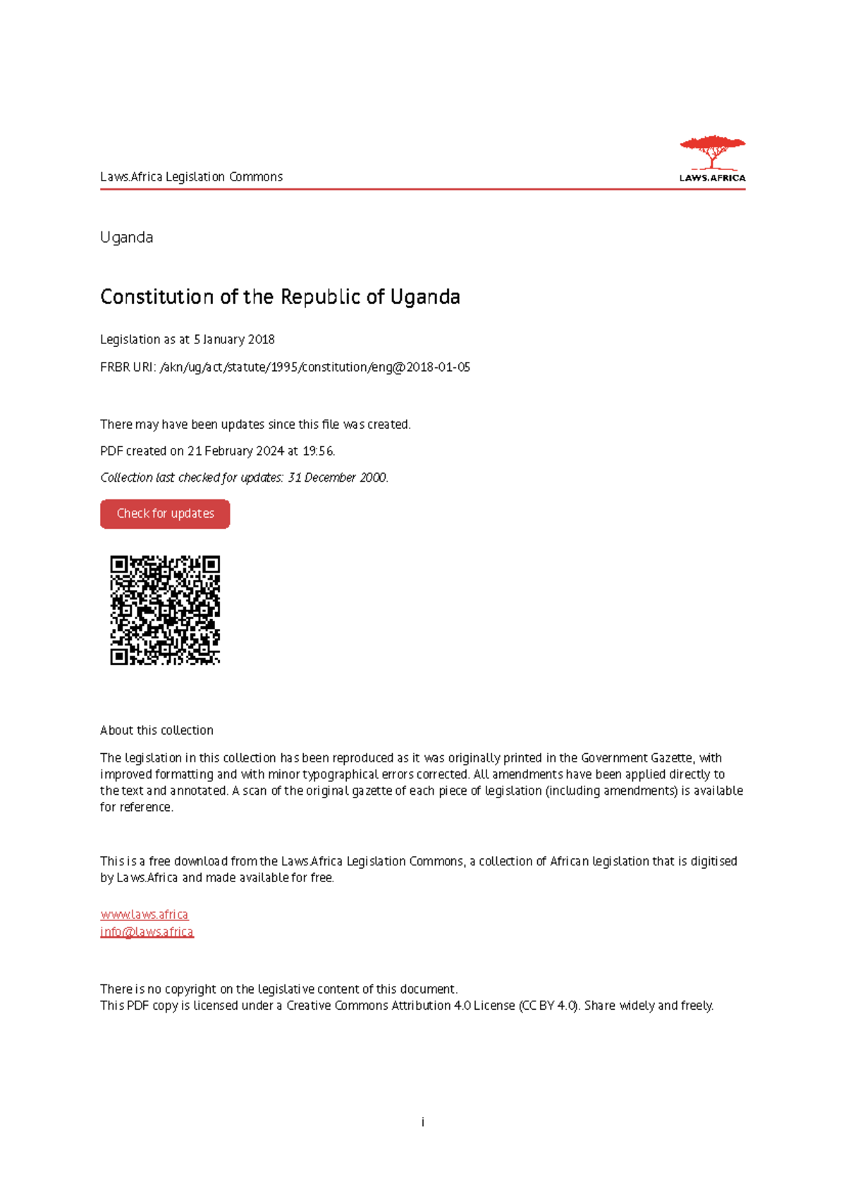 Constitution of the Republic of Uganda - Laws Legislation Commons ...