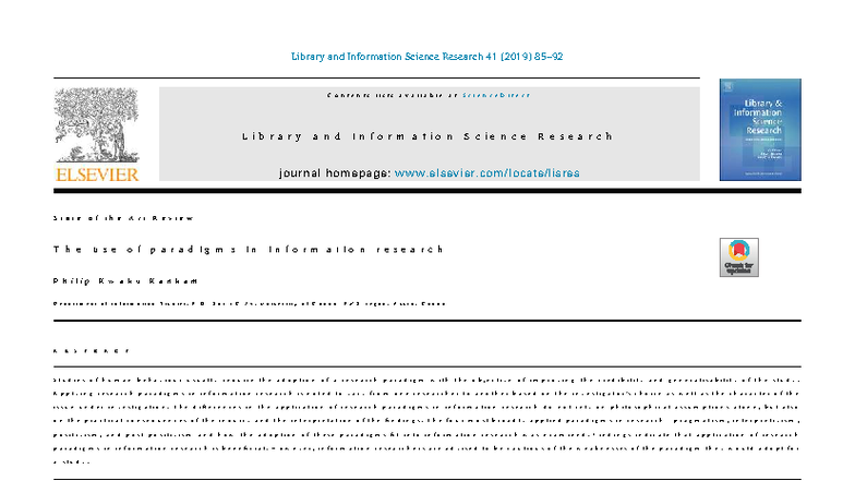 "Research Paradigms in Information Science: A Comparative Review" - Studocu