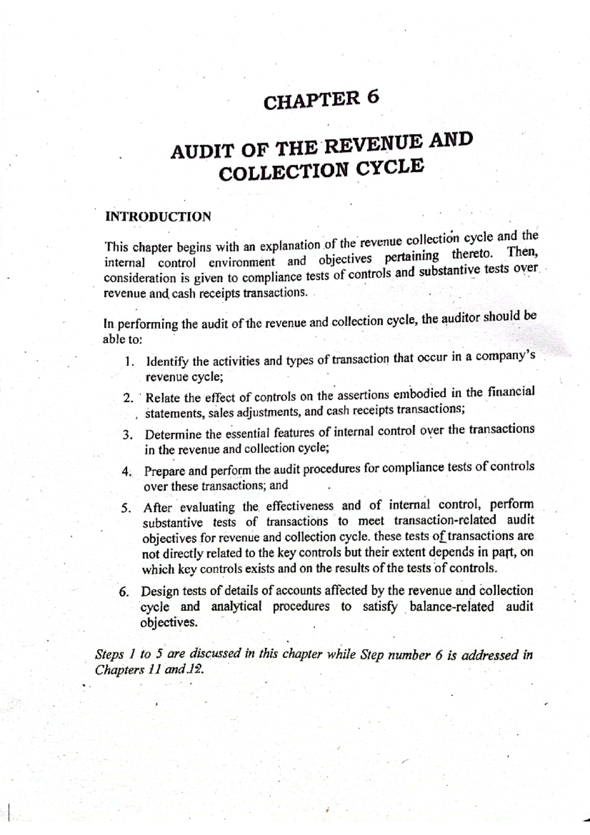 Ch. 6 - Audit of Revenue & Collection Cycle: Discussion & Exercises ...