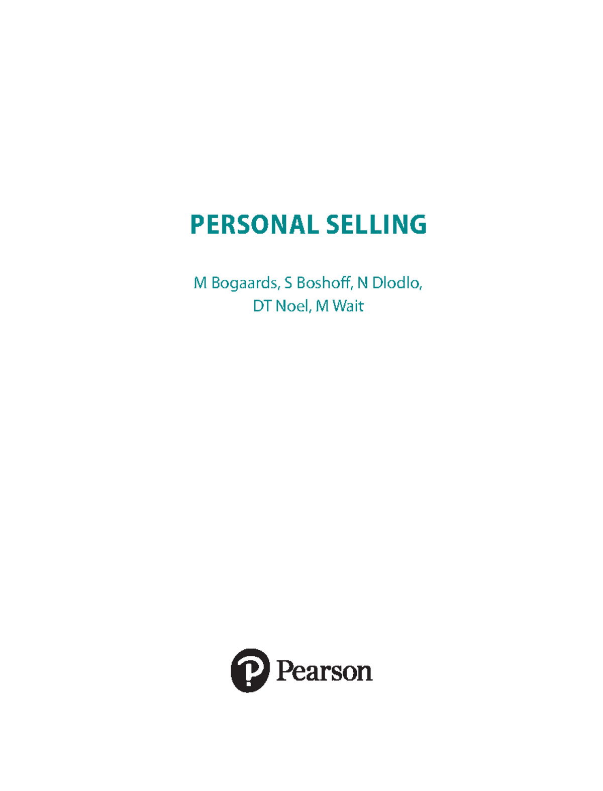 9781485715498 Personal Selling Book - PERSONAL SELLING M Bogaards, S ...