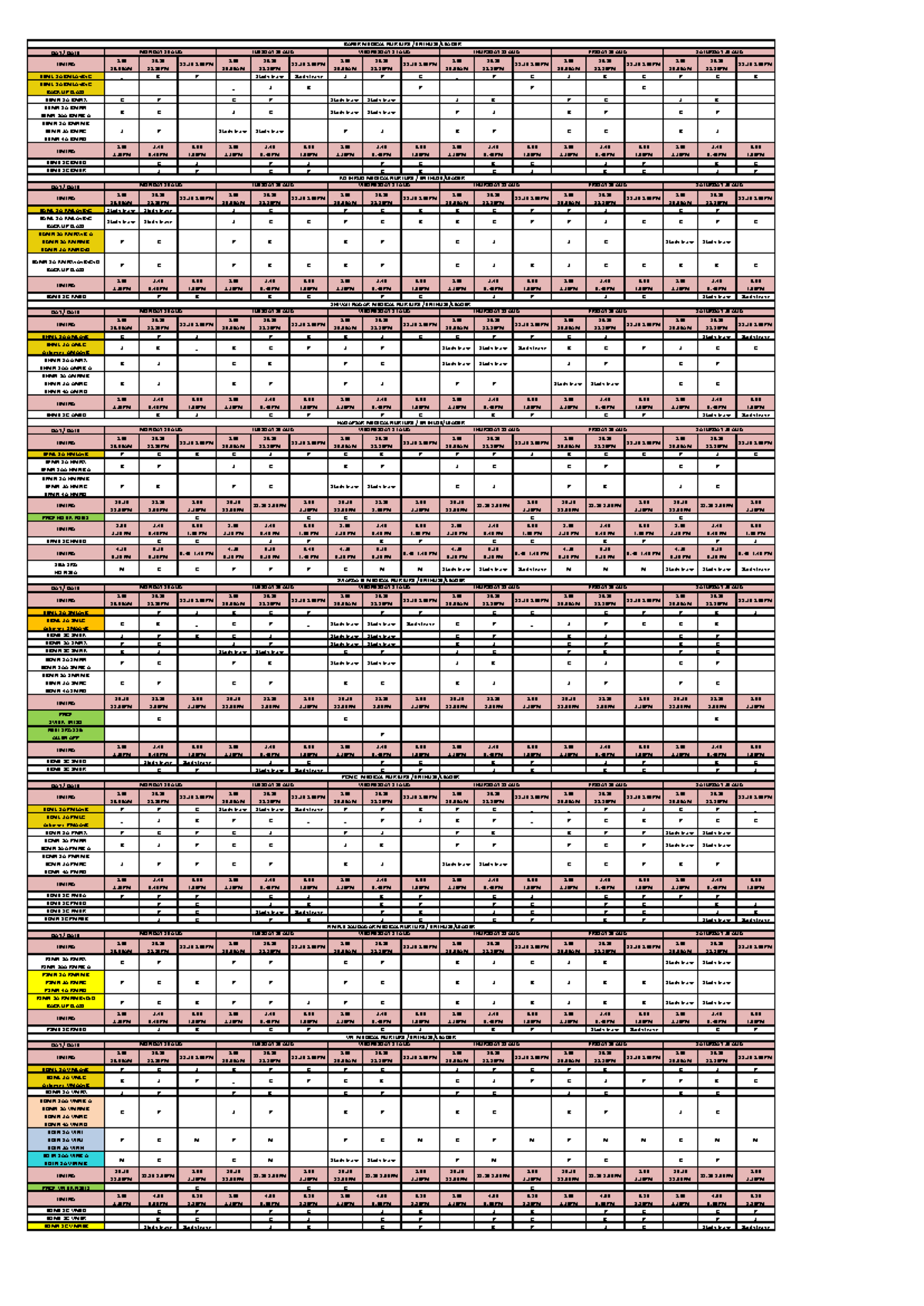MEDICAL NURTURE SCHEDULE: 25-30 AUG (Course Codes Included) - Studocu
