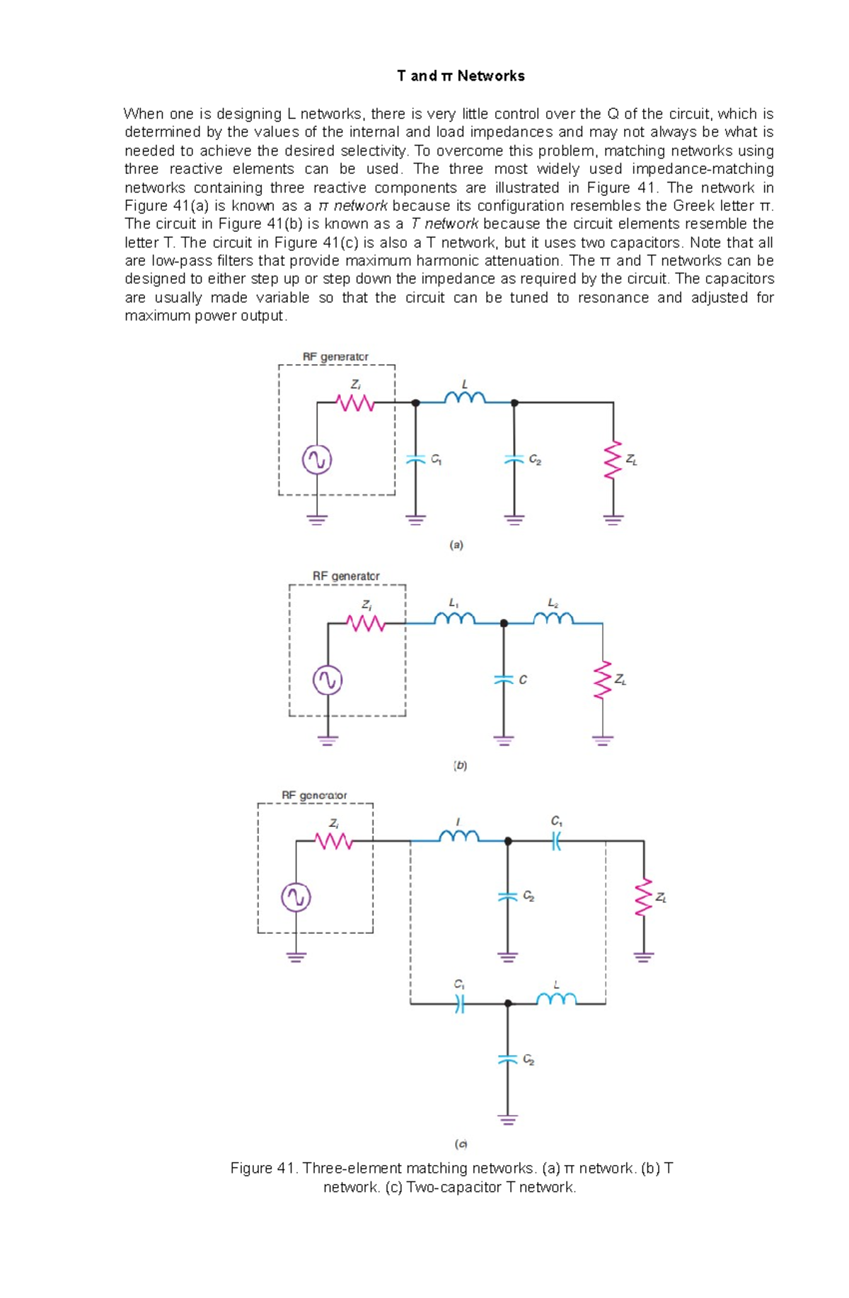 Designing T and π Networks for Impedance Matching in RF Circuits - Studocu