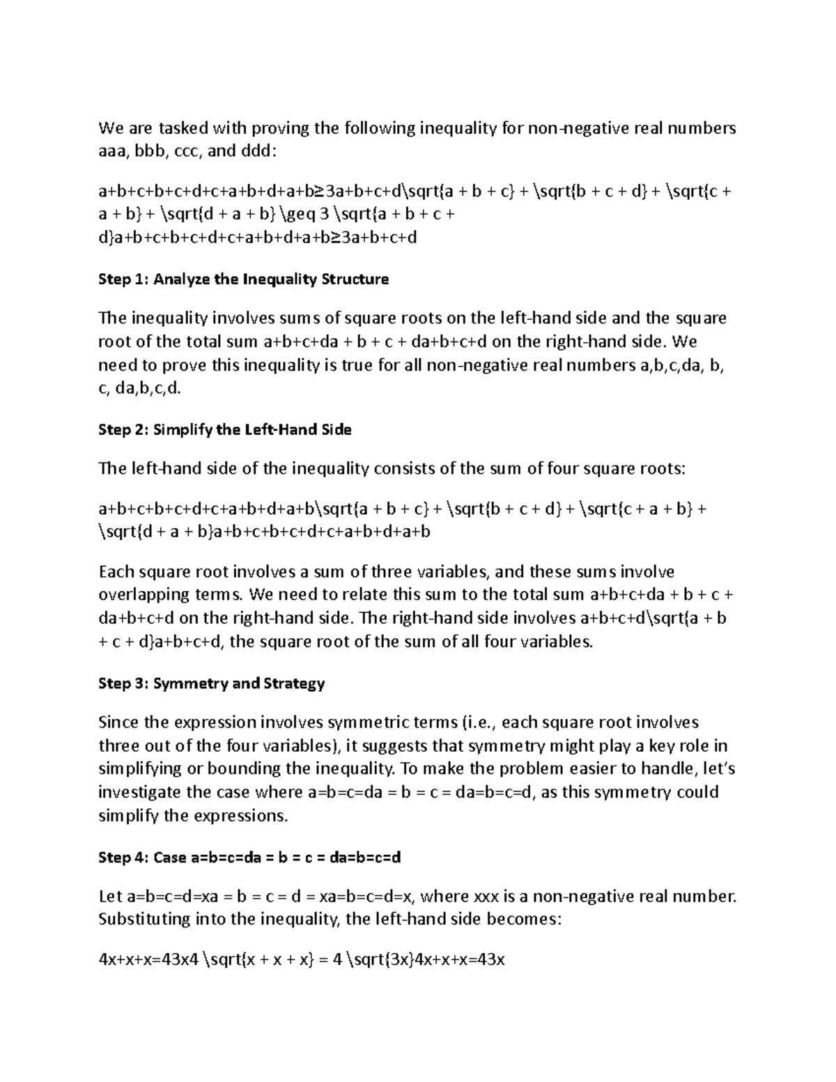 Inequality Proof for Real Numbers: Steps and Analysis - Studocu