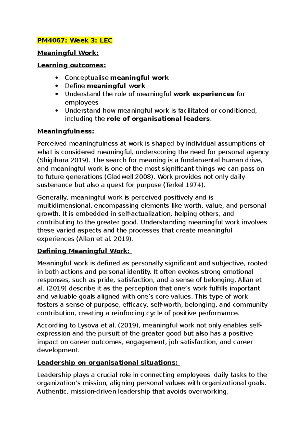 PM4067 Week 6 Tutorial 3: Addressing Employee Burnout Strategies - Studocu