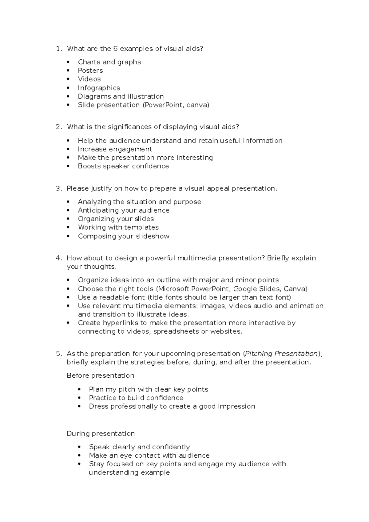 CHAP6 MGT269 - tutorial - What are the 6 examples of visual aids ...