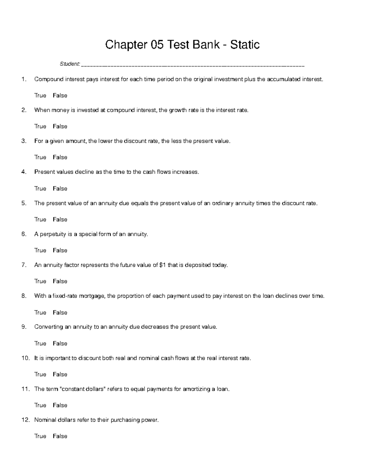 Chapter 05 Test Bank - Stat - Chapter 05 Test Bank - Static Student ...