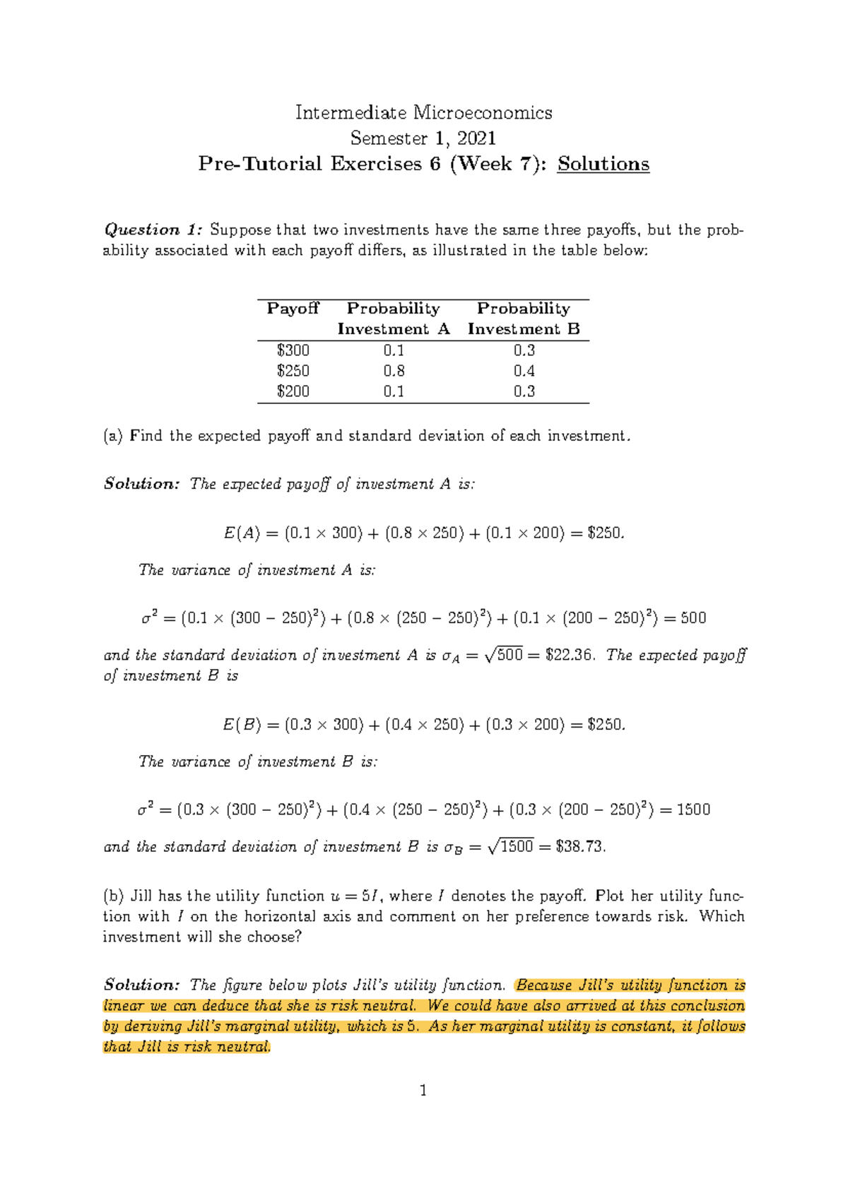 IM PRE T6 Solutions 2021 - Intermediate Microeconomics Semester 1, 2021 ...