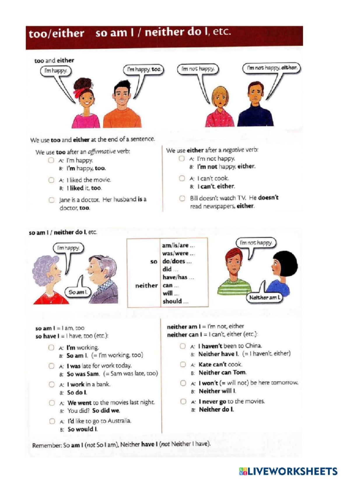 Understanding "So", "Too", "Either", and "Neither" in English Grammar ...