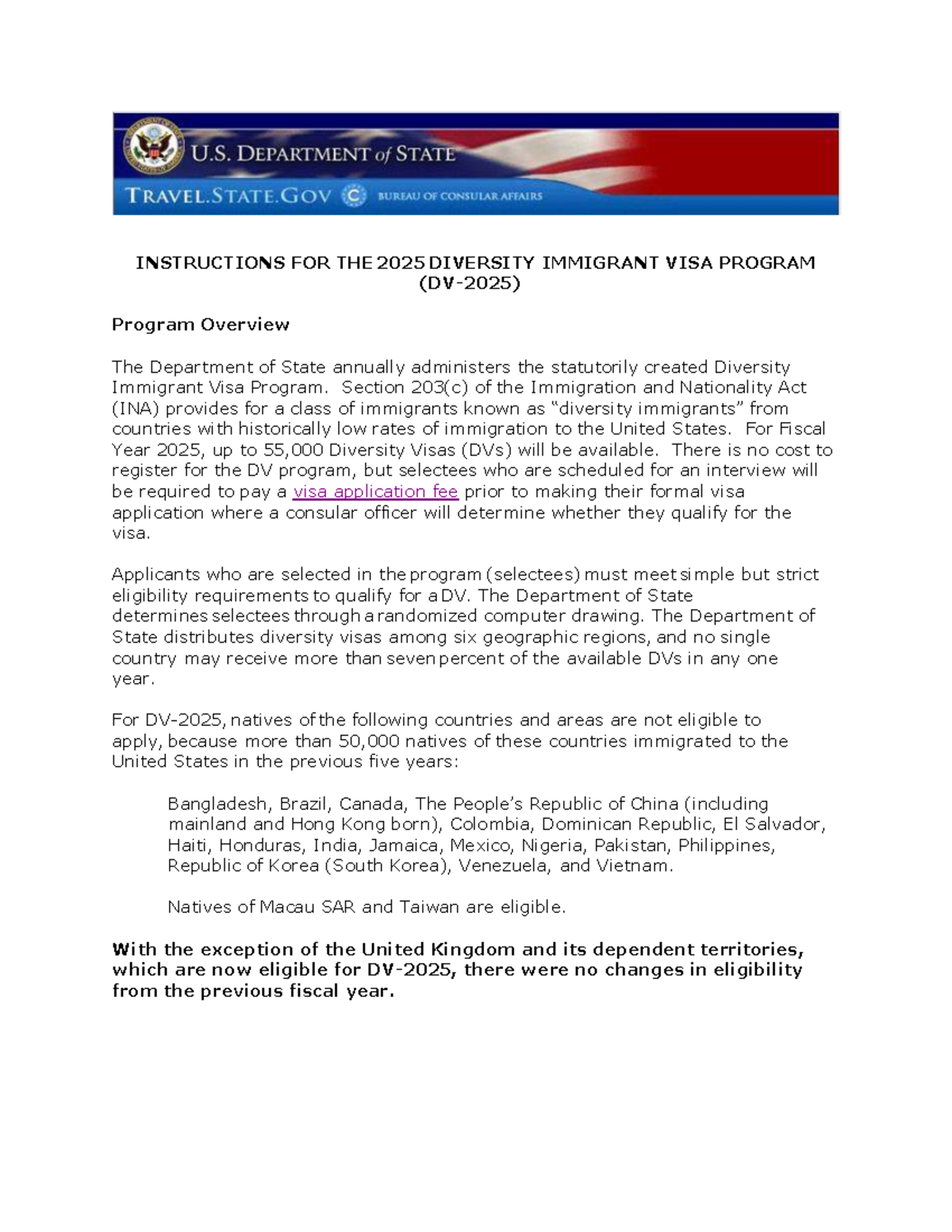 DV-2025 Diversity Immigrant Visa Program: Complete Instructions & FAQs ...