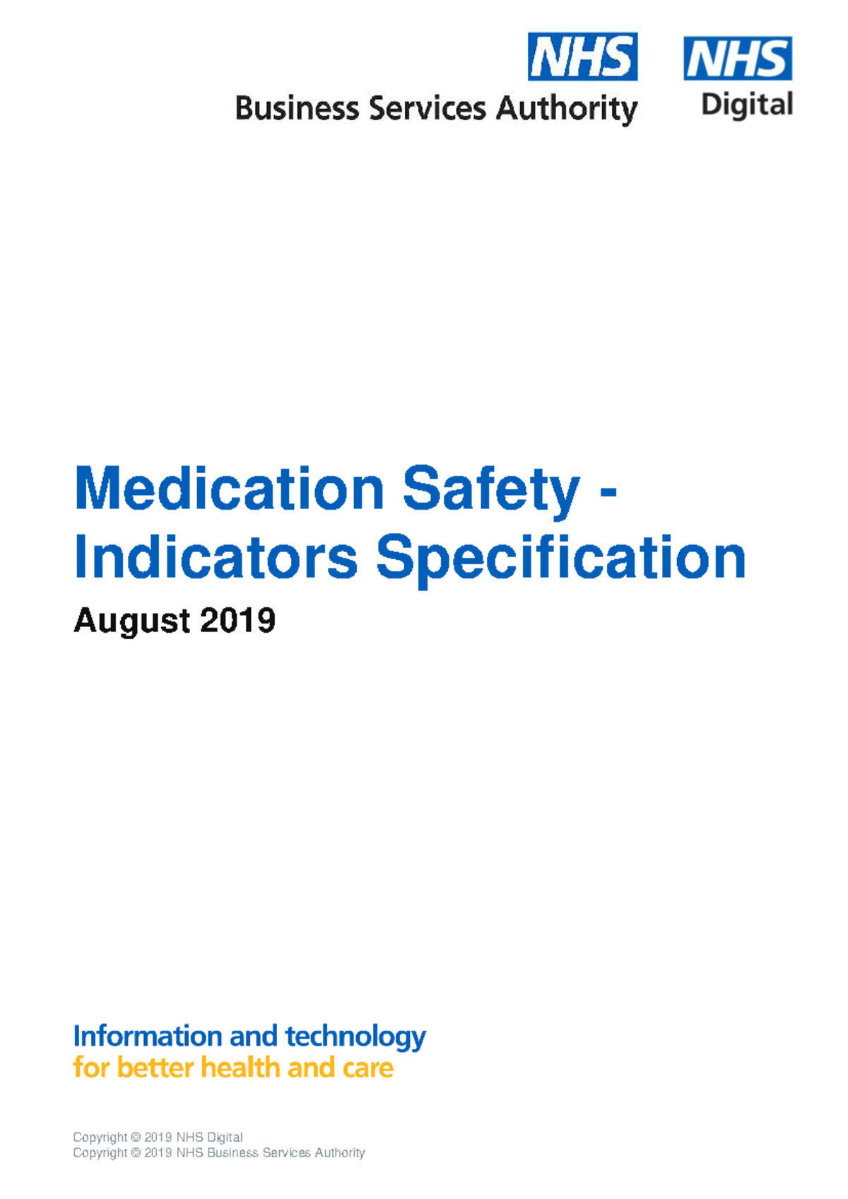 Medication Safety - Indicators Specification (Aug19) - Copyright © 2019 ...