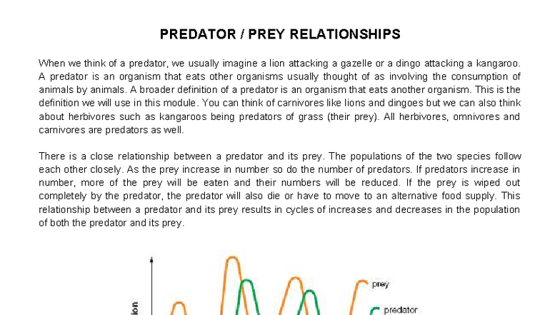 PREDATOR-PREY RELATIONSHIPS: Dynamics and Population Control - Studocu