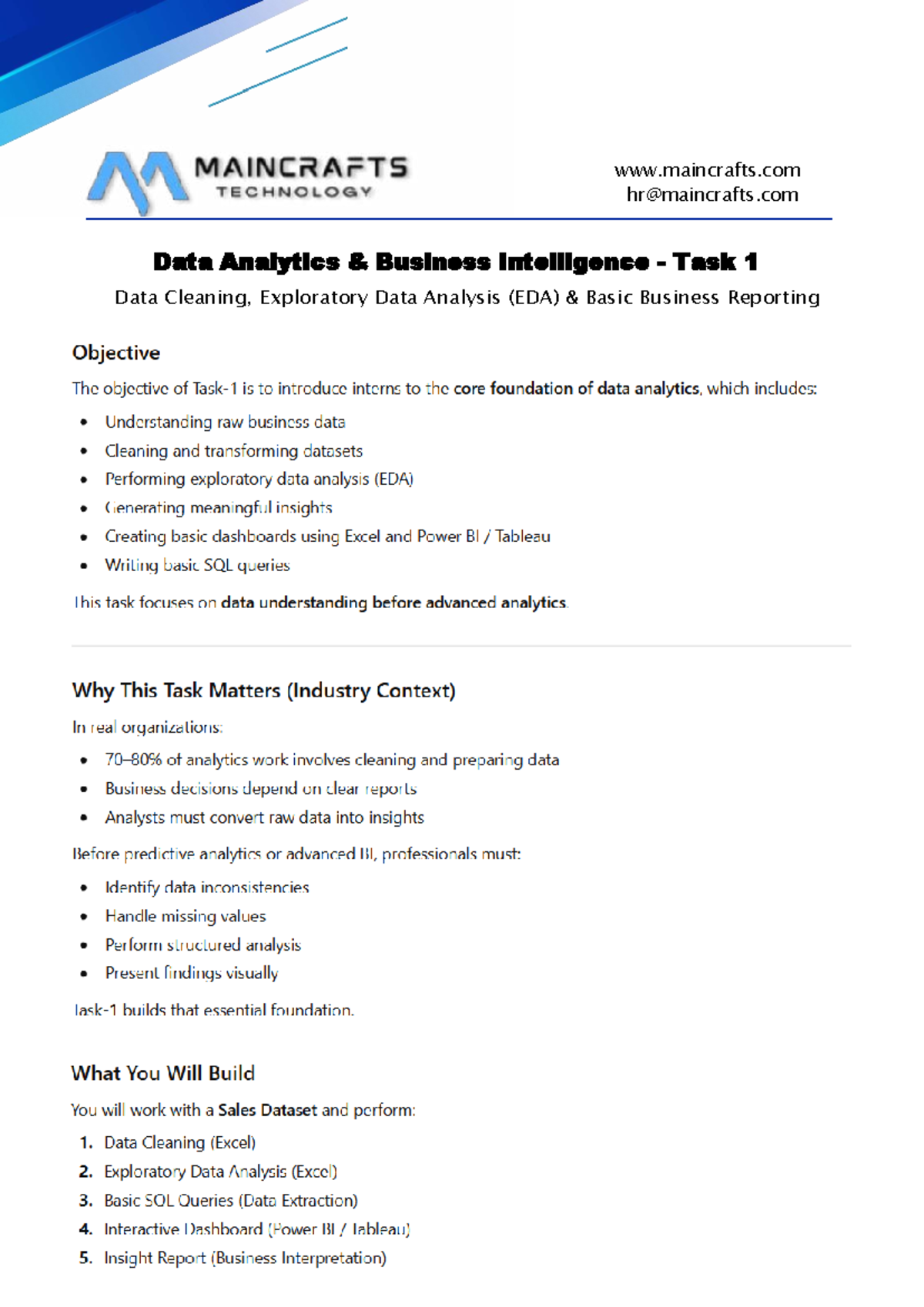 Data Analytics & Business Intelligence - Task 1 Overview - Studocu