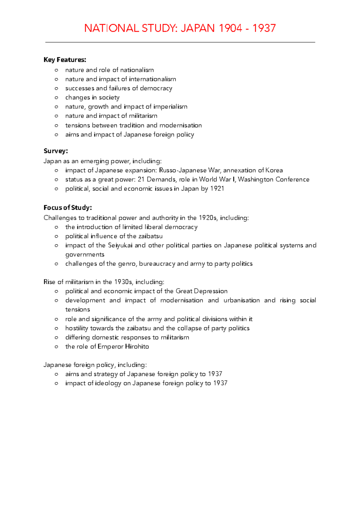 Japan 1904-1937: Analyzing Nationalism and Militarism in Essay Plans ...
