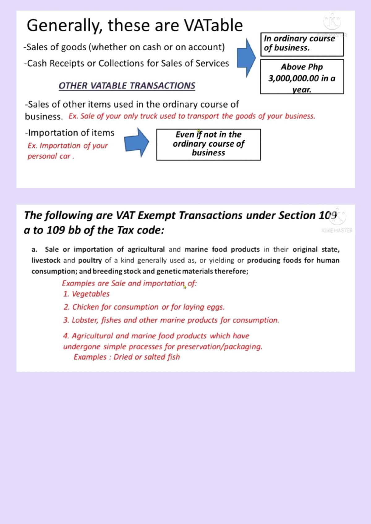 SEC 109 VAT Exempt Transactions Quicknotes 250911 - Studocu