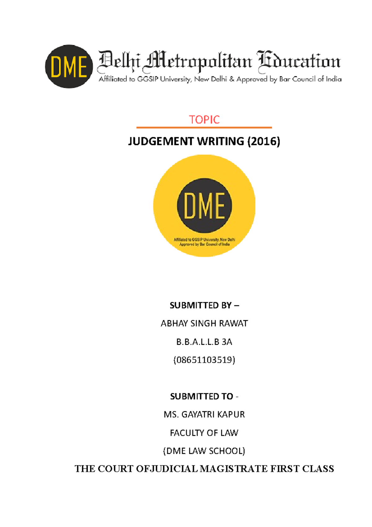 FORMAT OF JUDGEMENT WRITING WITH EXAMPLE - TOPIC JUDGEMENT WRITING ...