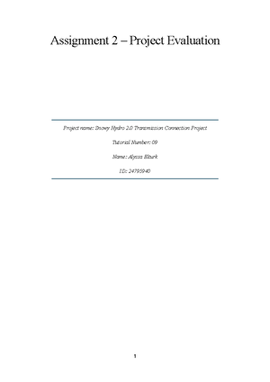 Assessment Task 1 Project Evaluation, - 41200 Engineering Project ...